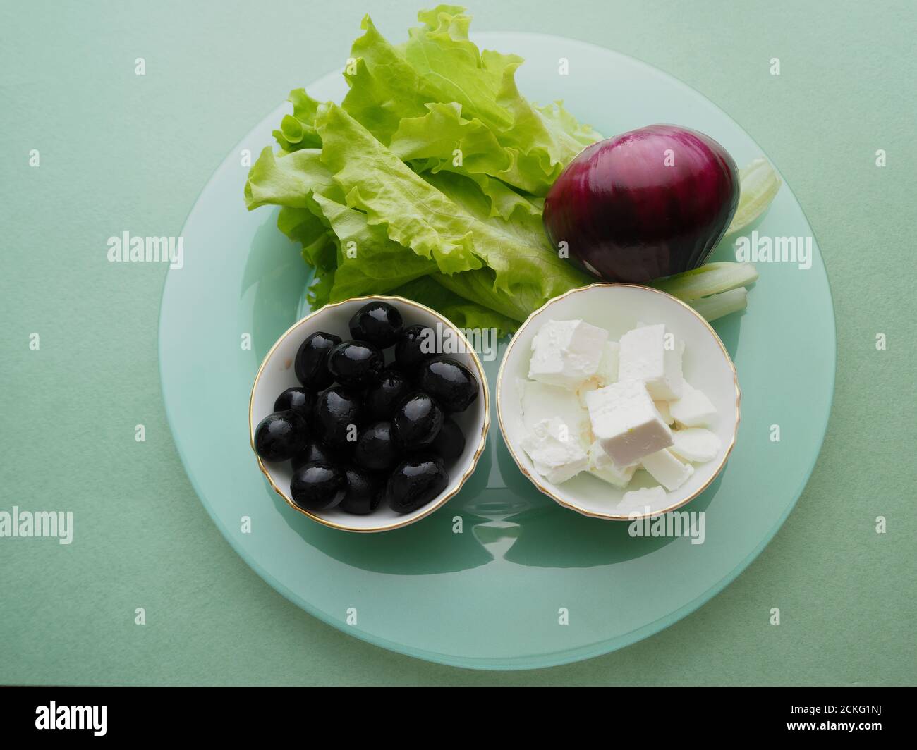 Ingredients for Greek salad Stock Photo - Alamy