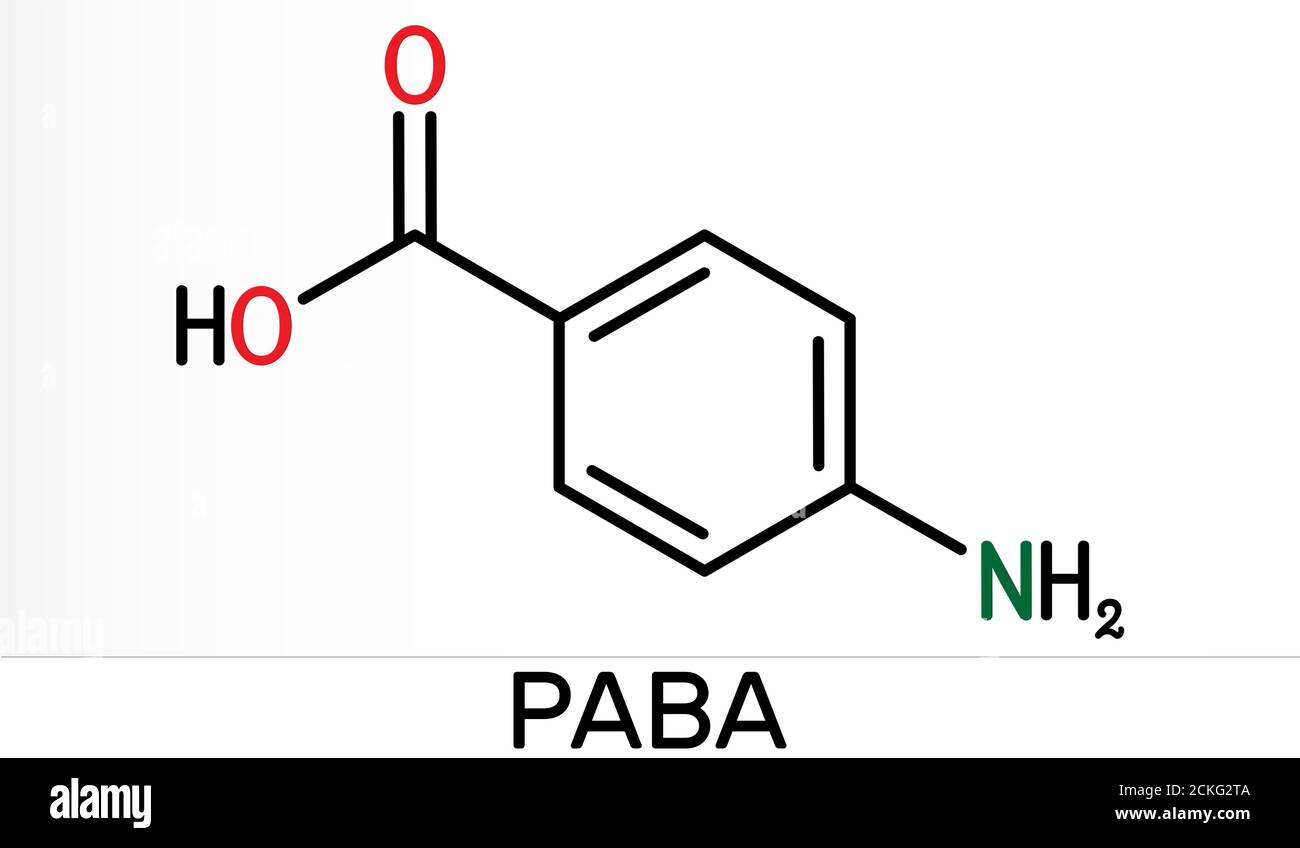 4-Aminobenzoic acid, p-Aminobenzoic acid, PABA molecule. It is ...
