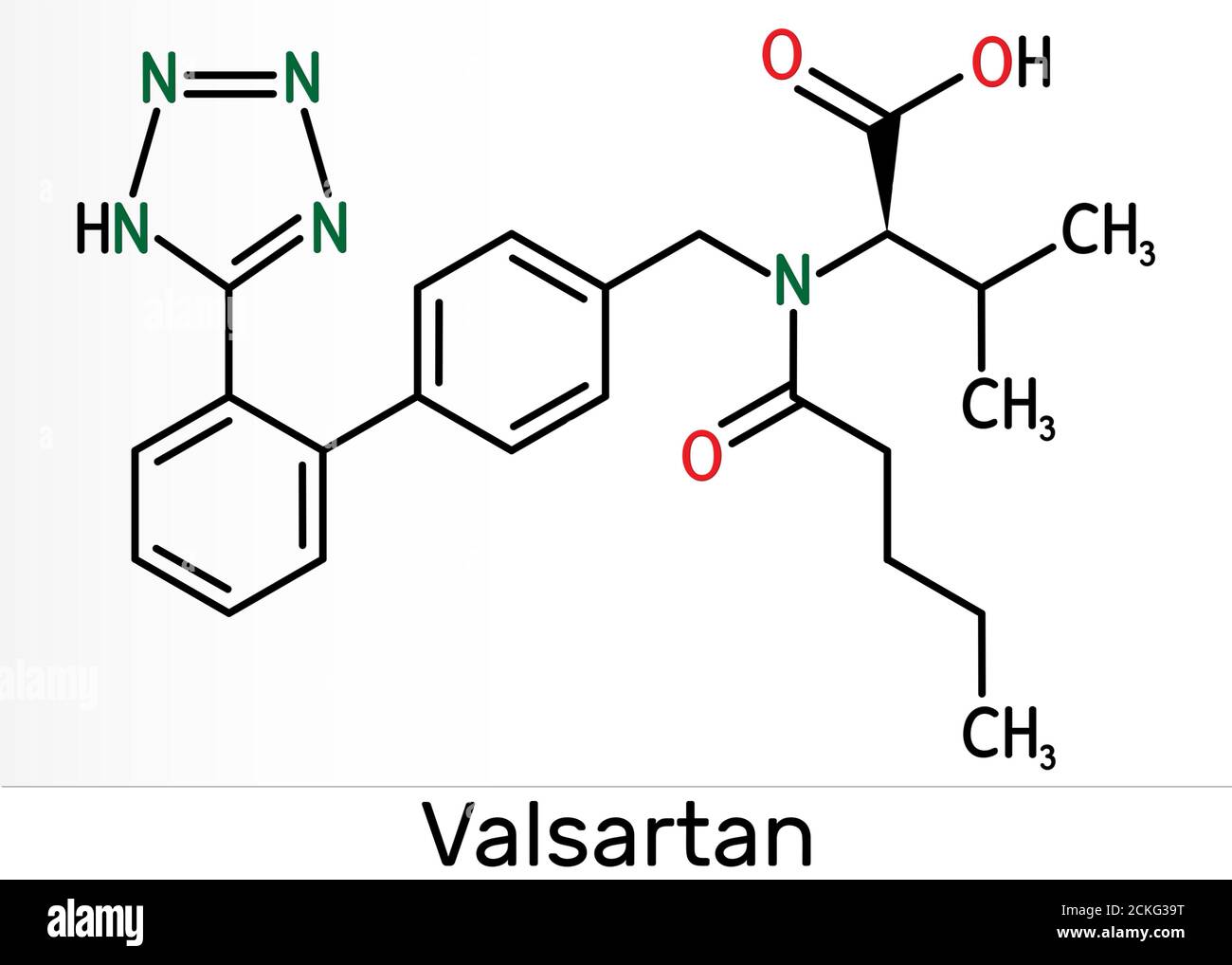Valsartan molecule. It is used to treat high blood pressure, heart ...