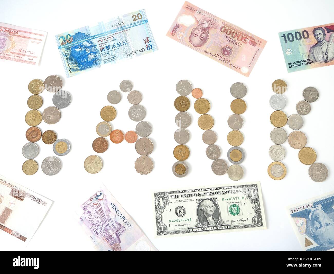 Coins from around the world. International currency Stock Photo - Alamy