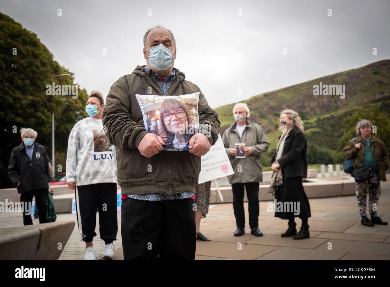 Campbell Duke from East Kilbride holds a cushion showing a photograph ...