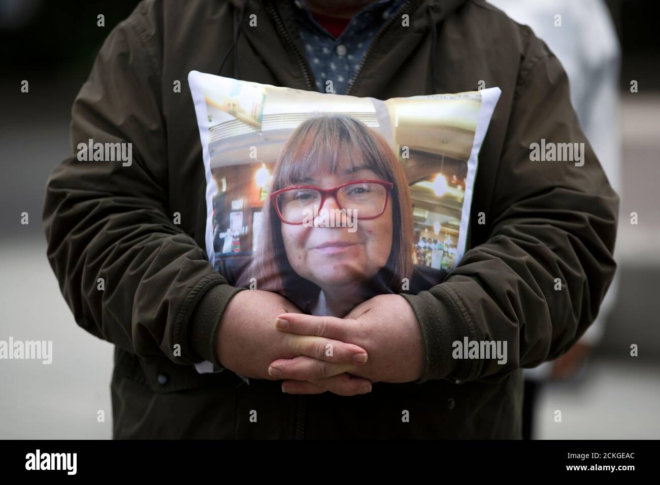Campbell Duke from East Kilbride holds a cushion showing a photograph ...