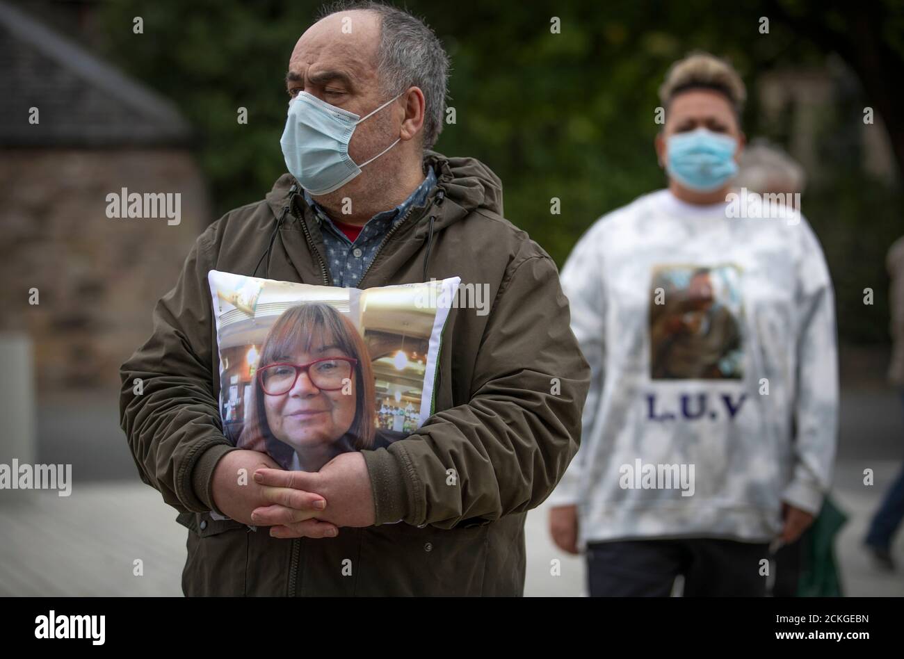 Campbell Duke from East Kilbride holds a cushion showing a photograph ...