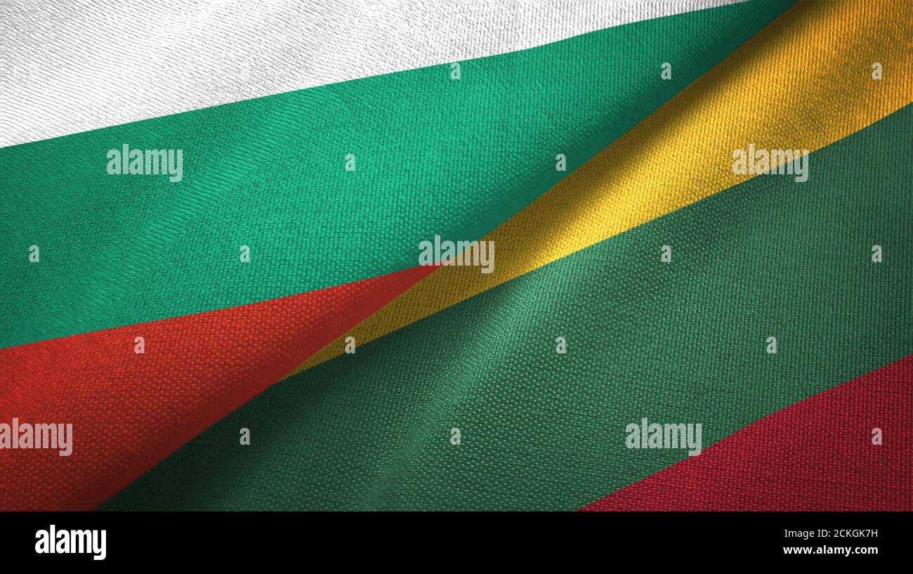 Bulgaria and Lithuania two flags textile cloth, fabric texture Stock ...