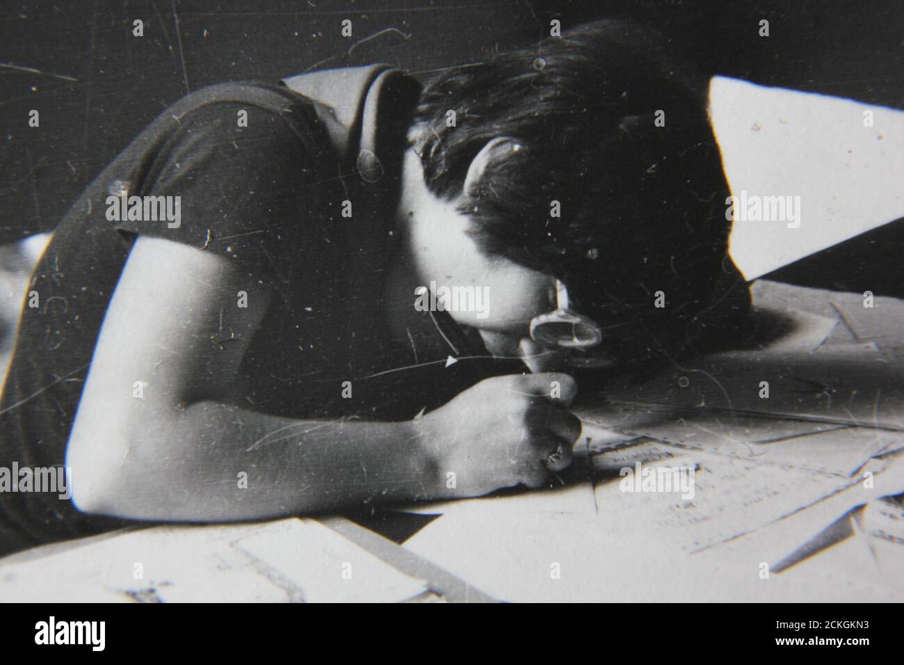 Fine 70s vintage black and white photography of a girl scout ...