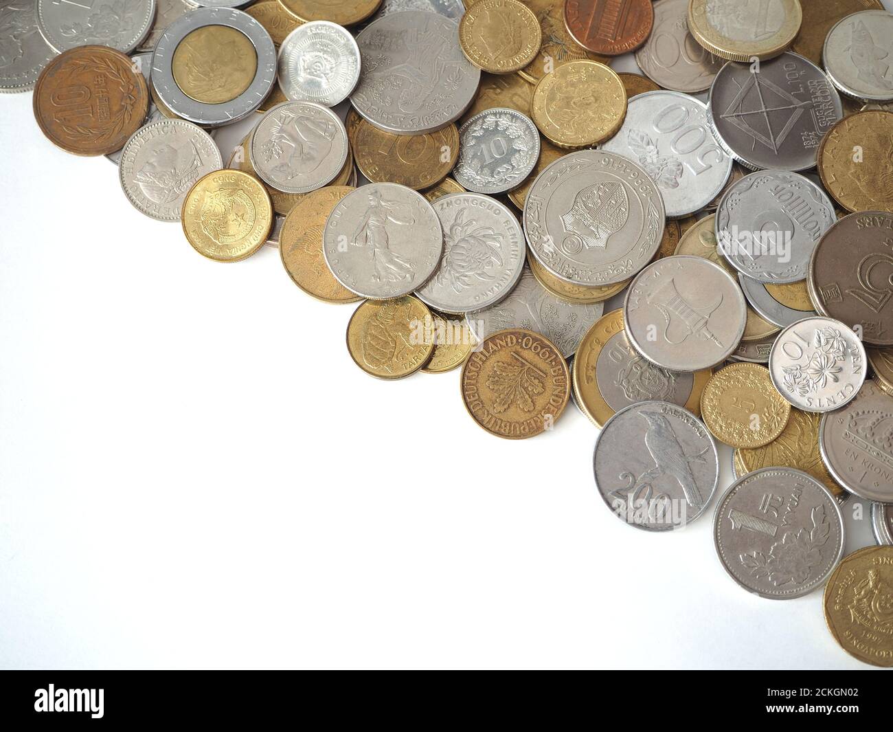 Coins from around the world. International currency Stock Photo - Alamy