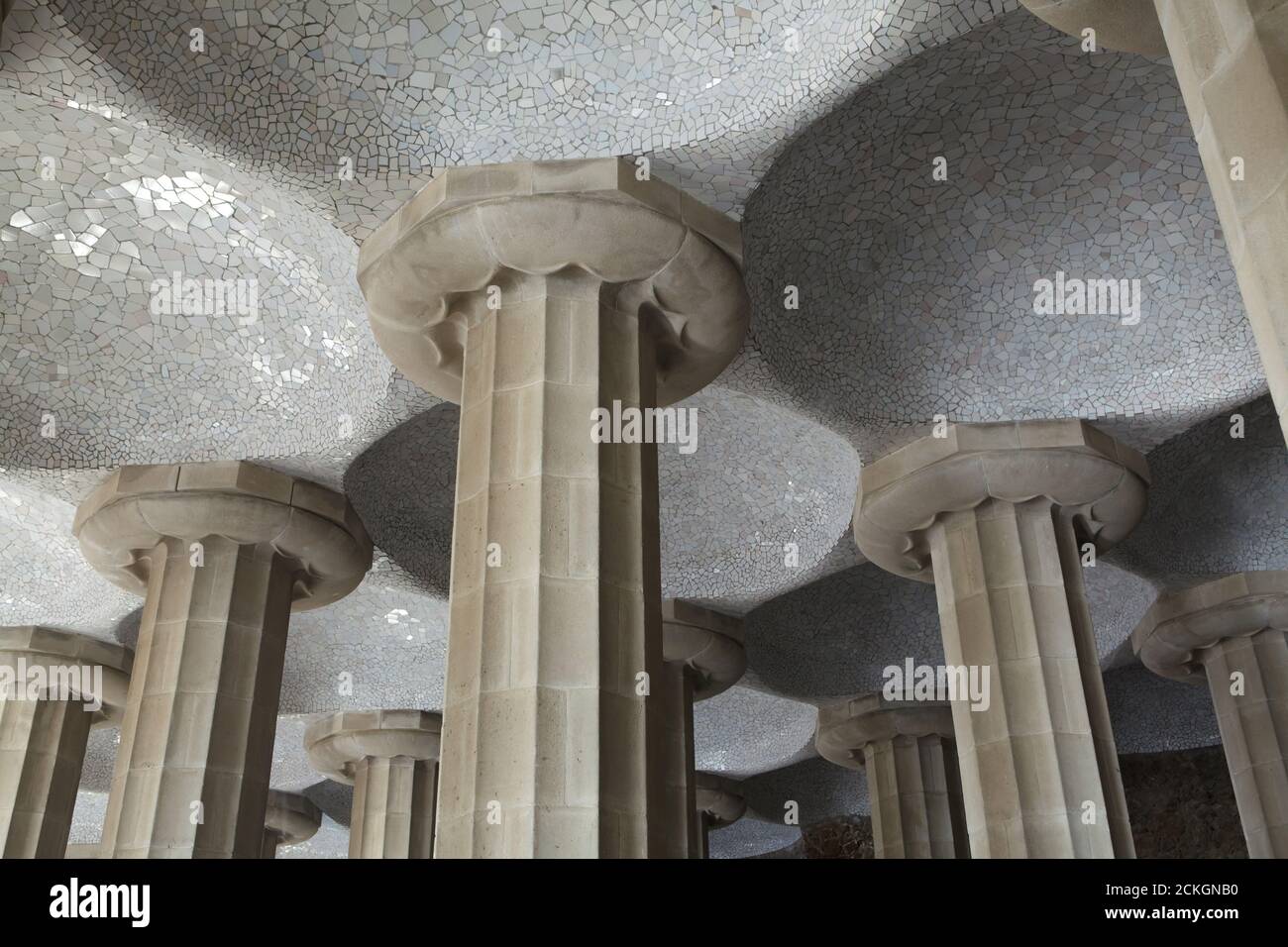 Doric columns in the Hypostyle Room in the Park Güell designed by ...
