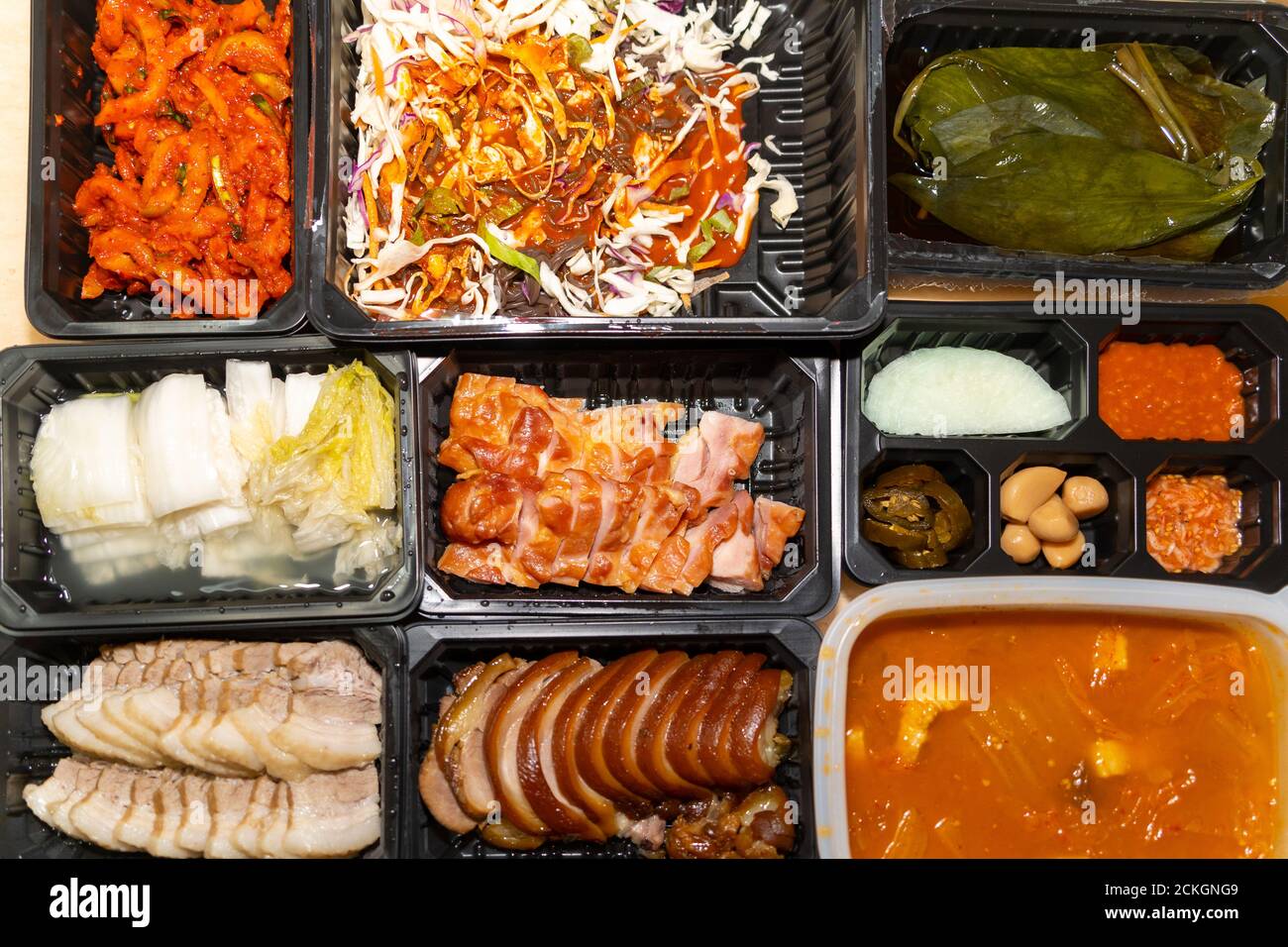 I ordered a bossam set and the actual meat was boiled pork, jokbal, and ...