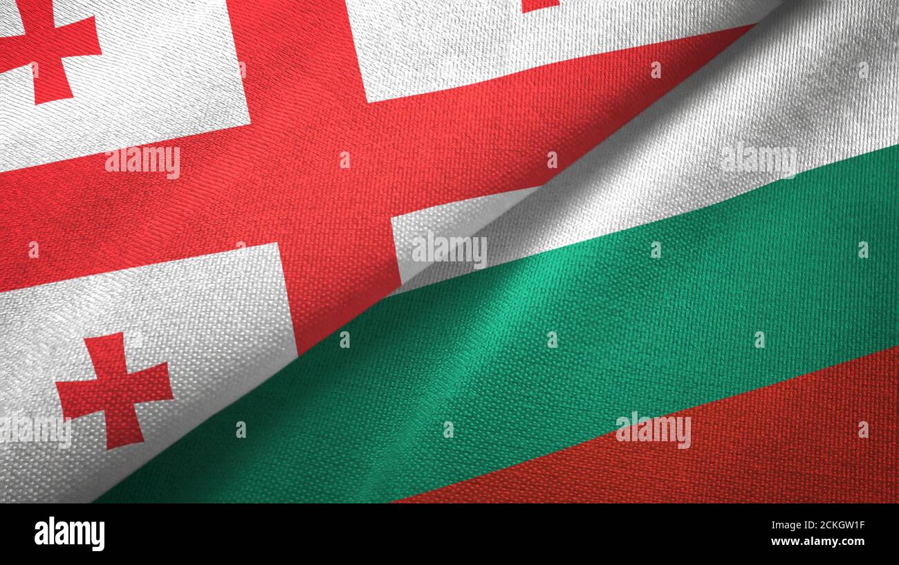 Georgia and Bulgaria two flags textile cloth, fabric texture Stock ...