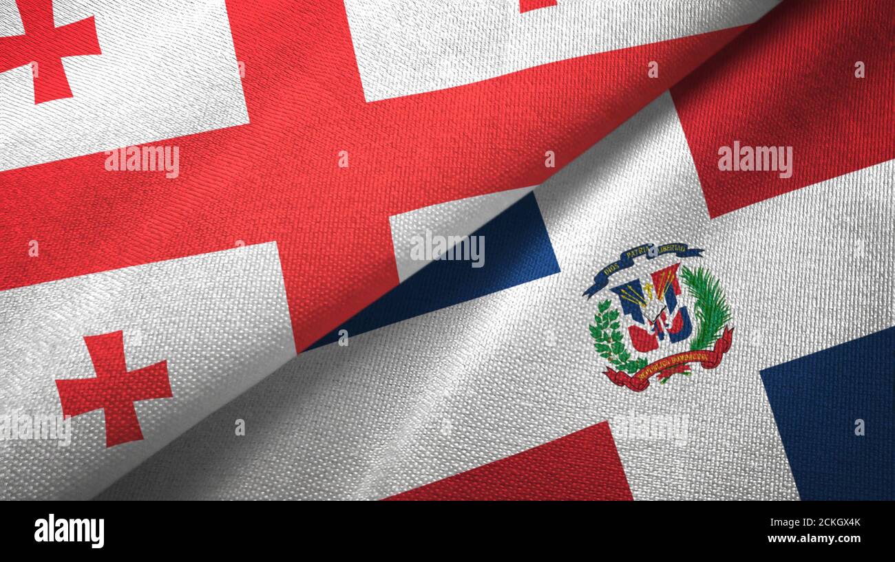 Georgia and Dominican Republic two flags textile cloth, fabric texture ...
