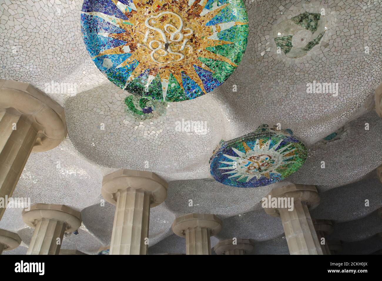 Doric columns in the Hypostyle Room in the Park Güell designed by ...