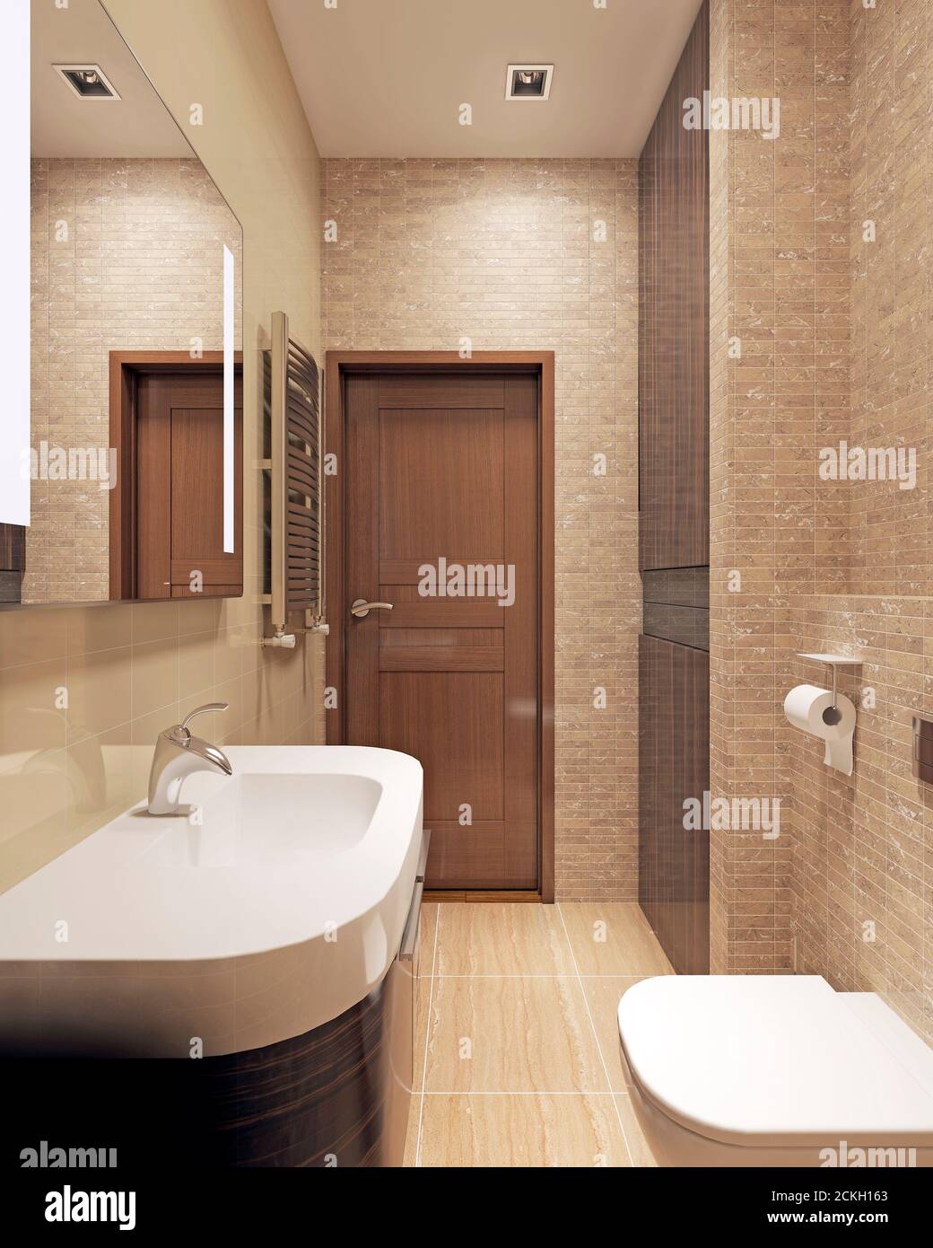 Contemporary style bathroom. 3d render Stock Photo - Alamy