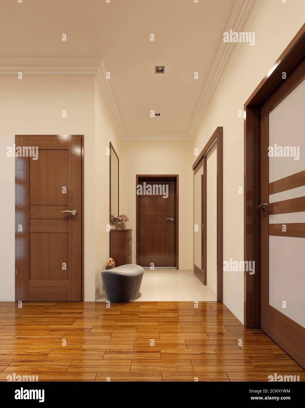 Loft hallway interior. 3d render Stock Photo - Alamy