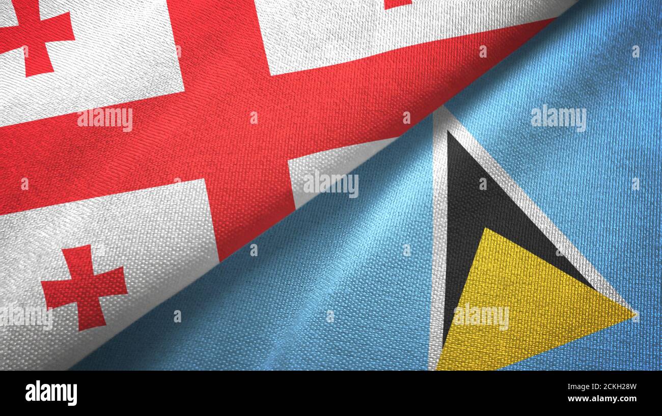 Georgia and Saint Lucia two flags textile cloth, fabric texture Stock ...