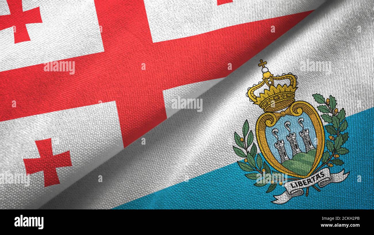 Georgia and San Marino two flags textile cloth, fabric texture Stock ...