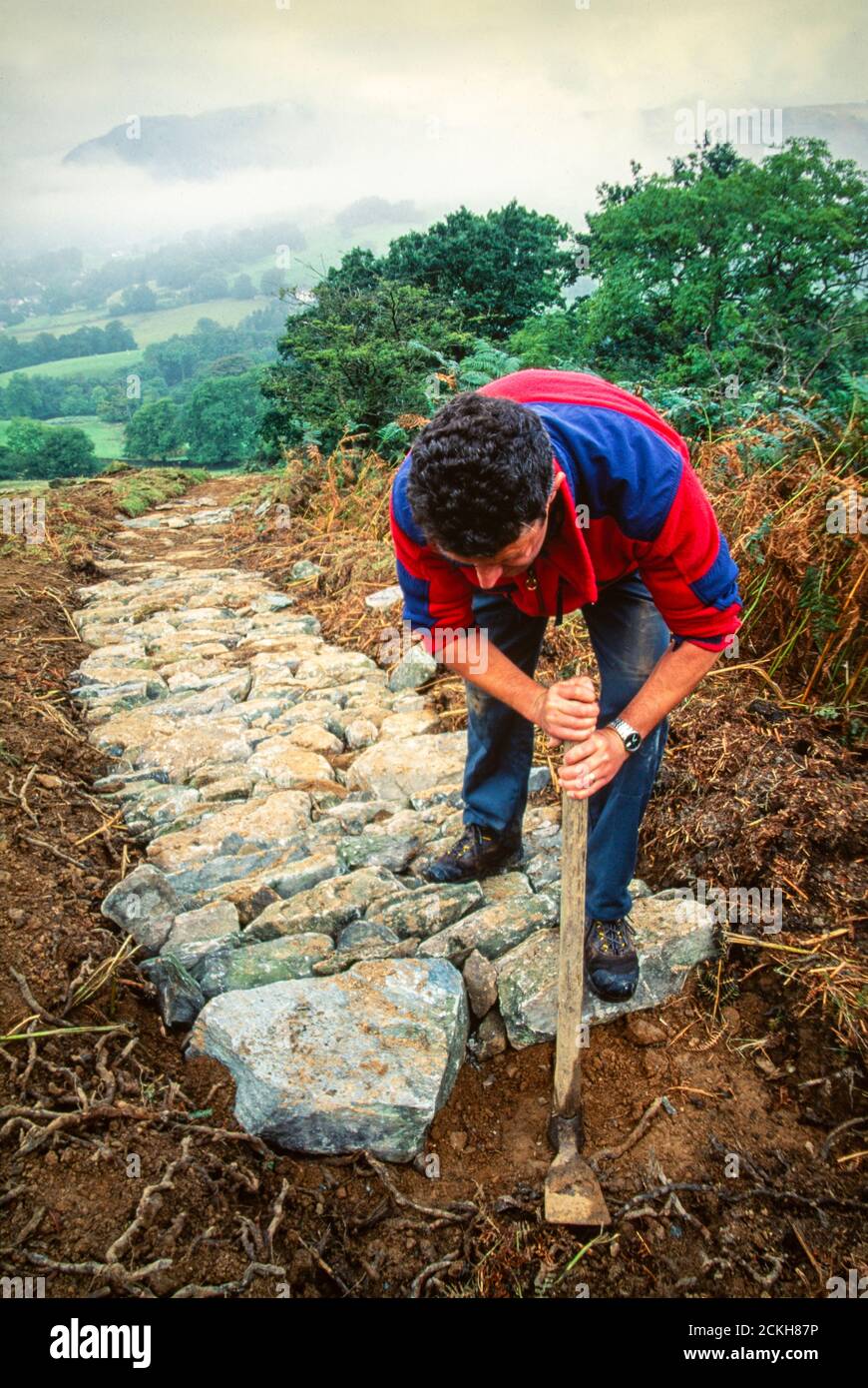 Footpath construction on Wansfell in the Lake District to combat ...