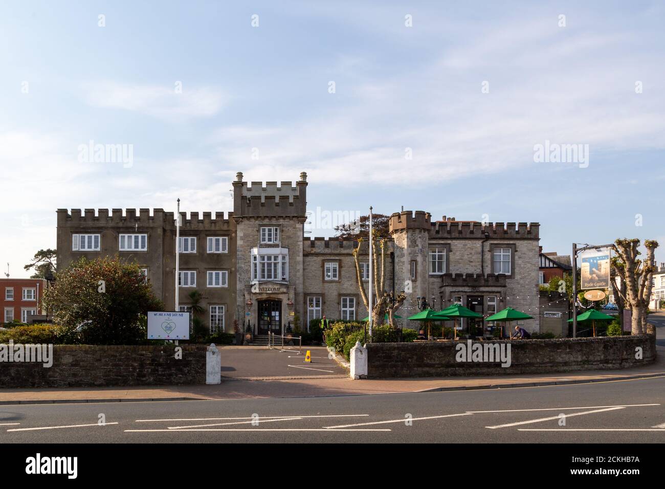 The exterior of the Ryde Castle pub and hotel in Ryde, Isle of Wight ...