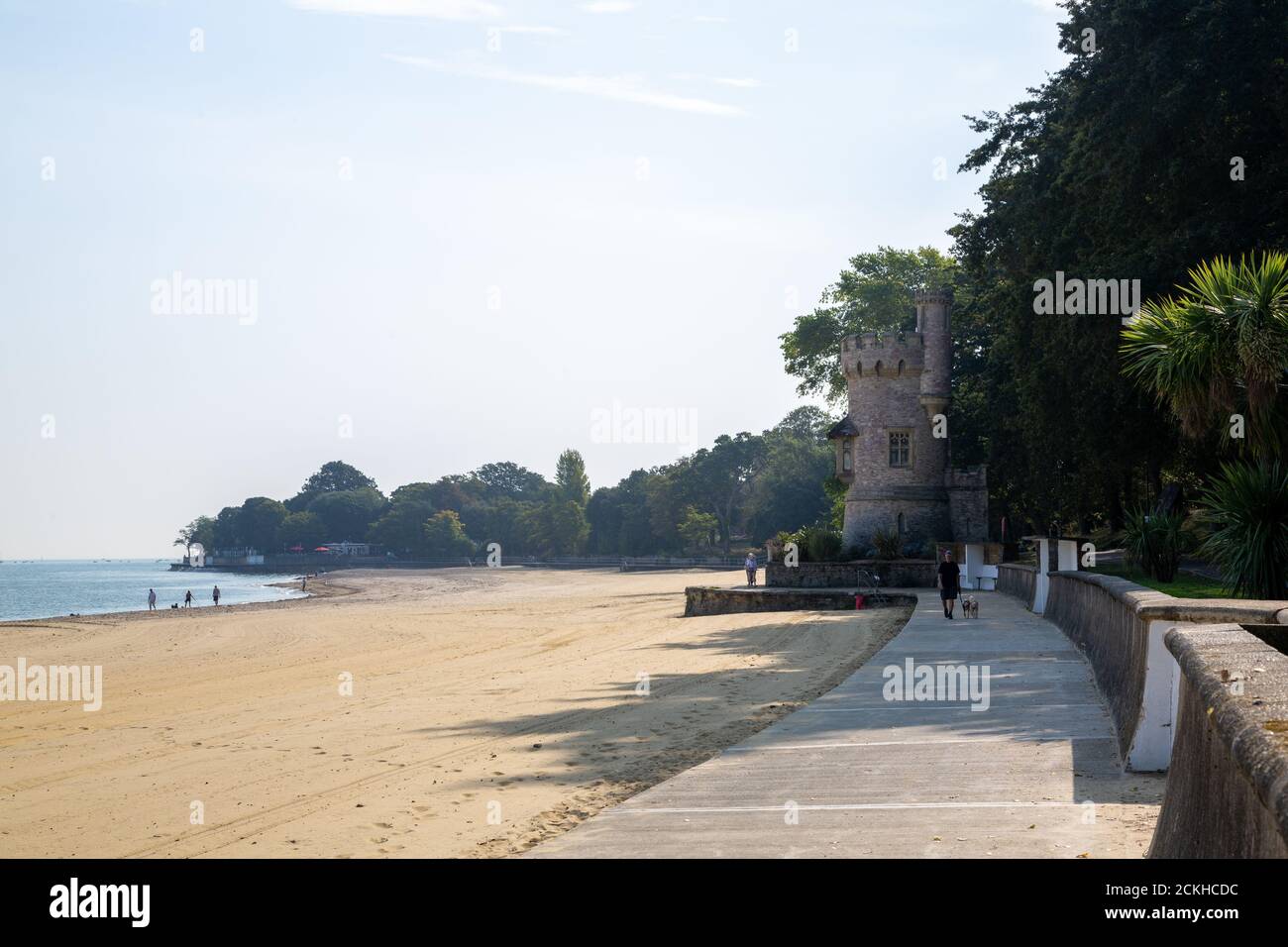 Ryde beach and Appley tower, a tourist attraction on the Isle of Wight ...