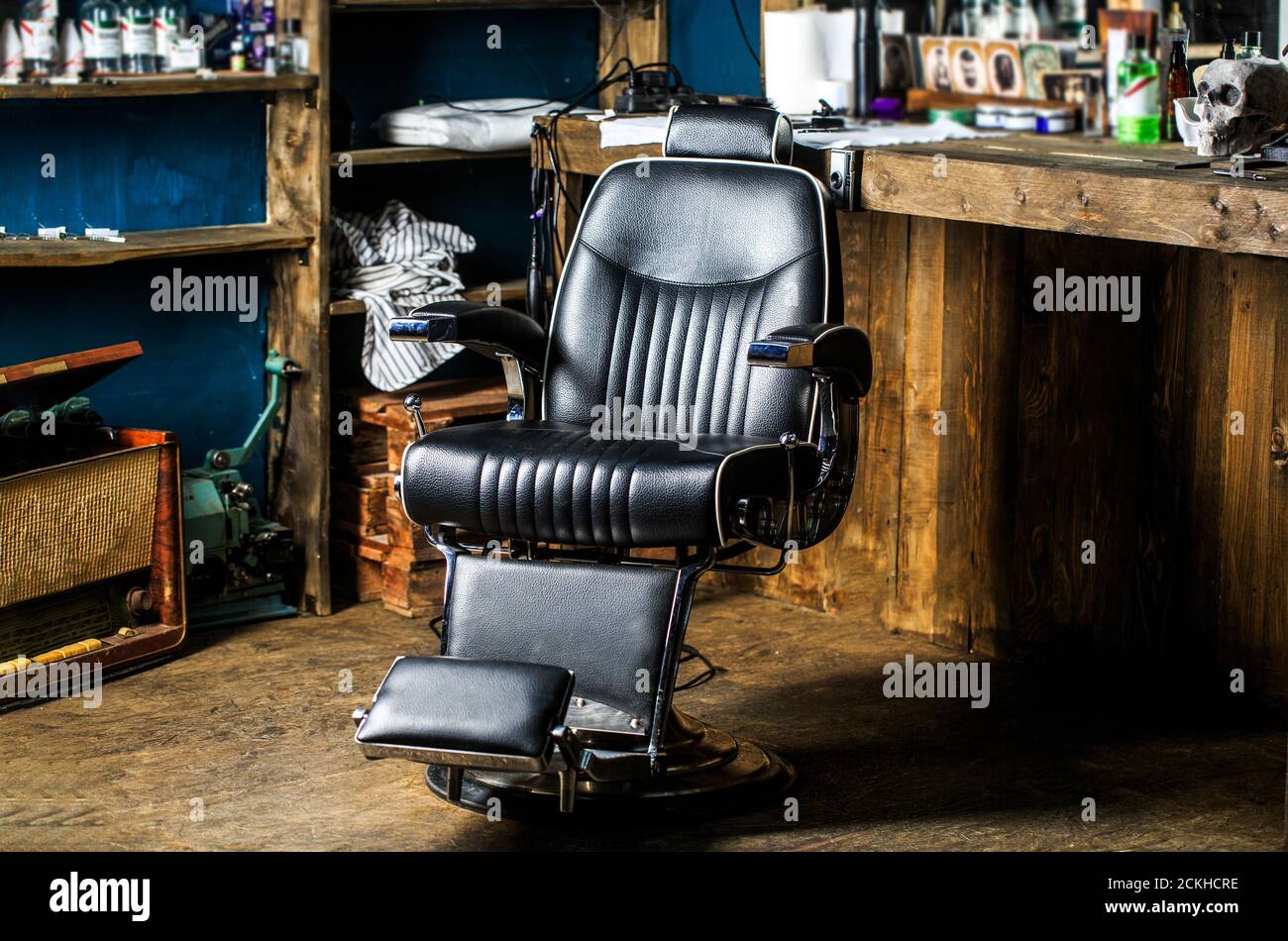 Barbershop interior. Barber shop chair. Barbershop armchair, modern ...