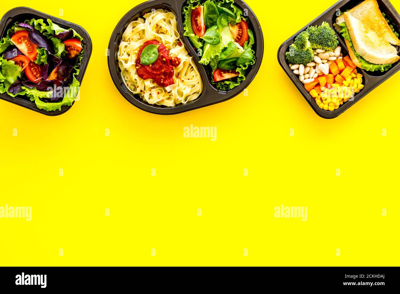 Restaurant food delivery, lunch boxes for daily nutrition, top view ...