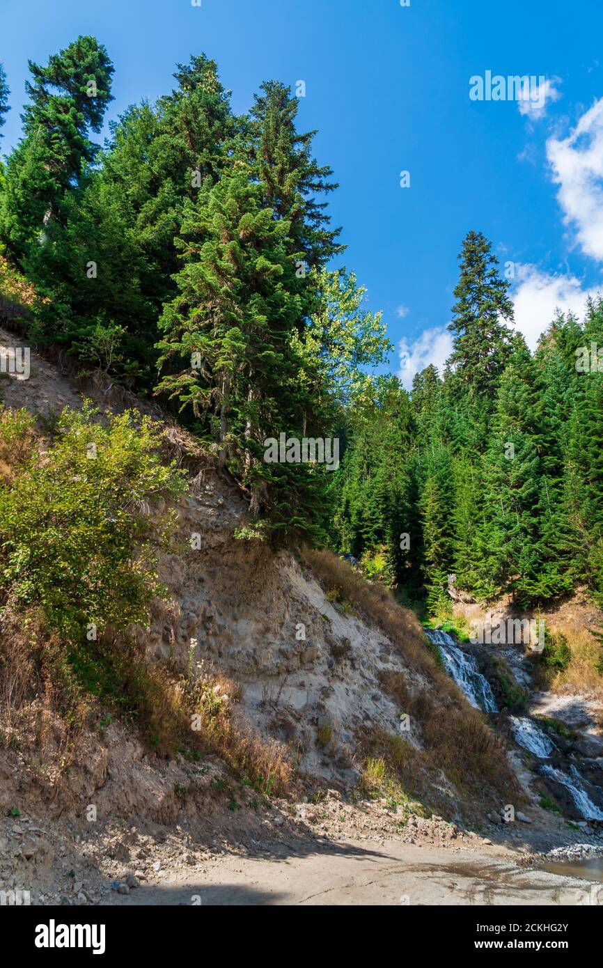 Waterfall in Goderdzi pass, Beautiful view of mountain landscape Stock ...