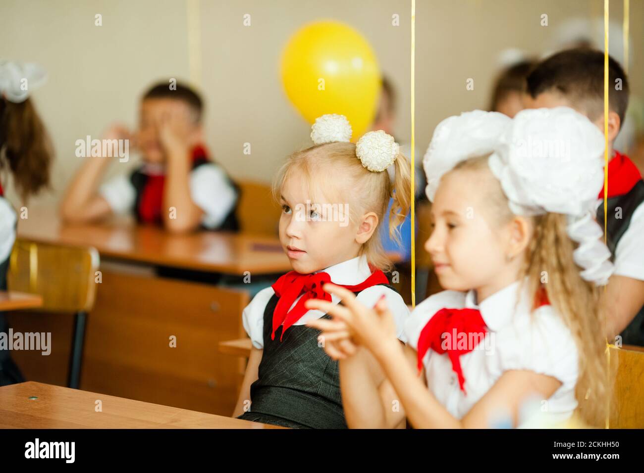 Little first-grader, girl-student goes to school on knowledge day ...