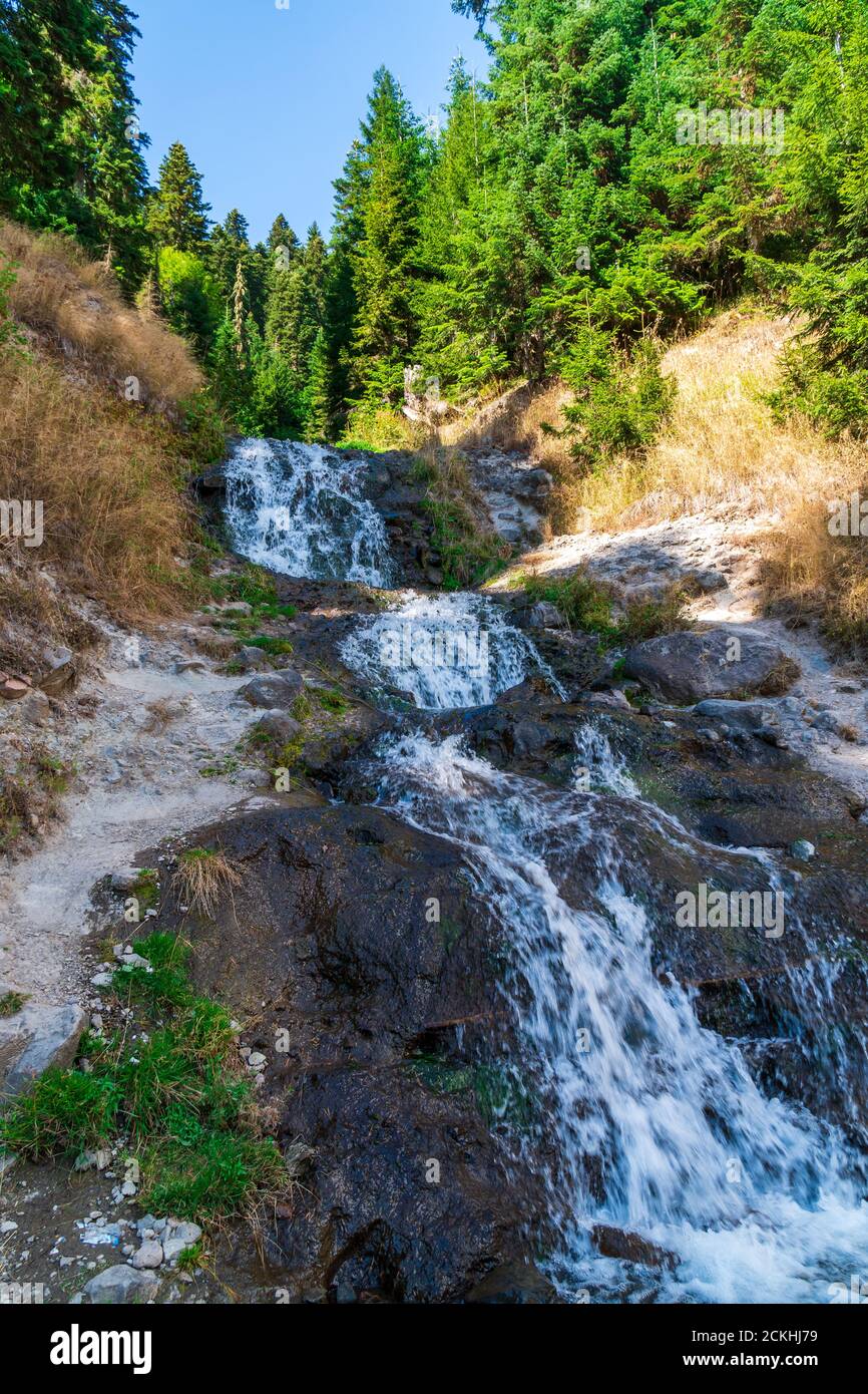 Waterfall in Goderdzi pass, Beautiful view of mountain landscape Stock ...
