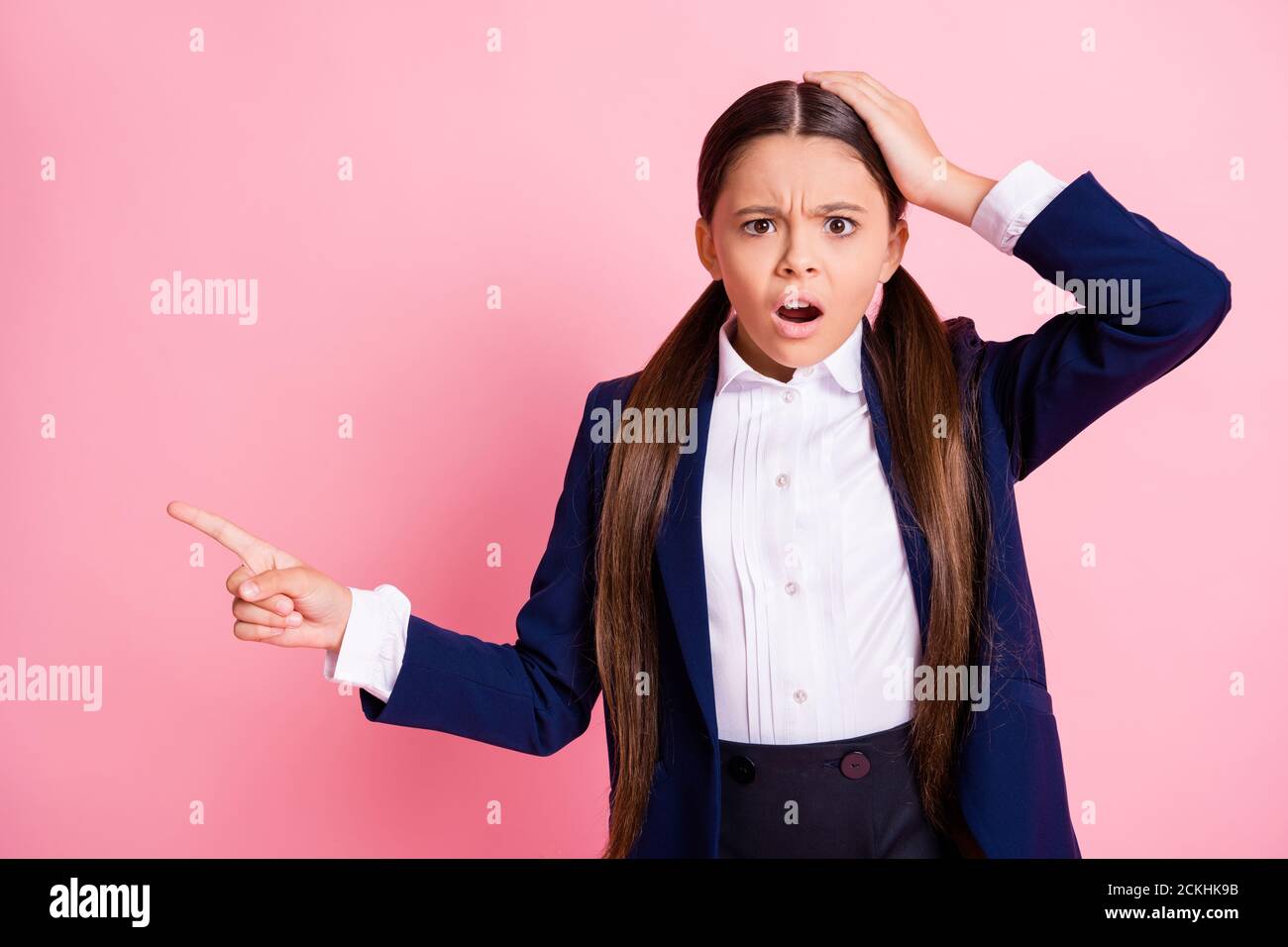 Portrait of her she nice attractive outraged worried frustrated girl ...