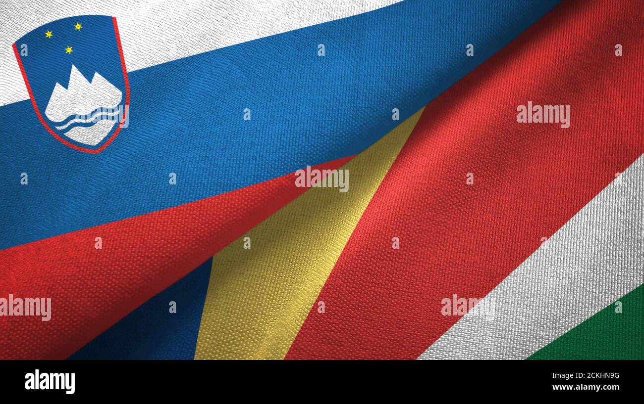 Slovenia and Seychelles two flags textile cloth, fabric texture Stock ...