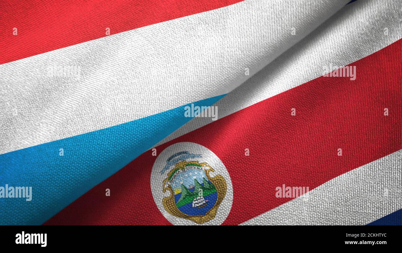 Luxembourg and Costa Rica two flags textile cloth, fabric texture Stock ...