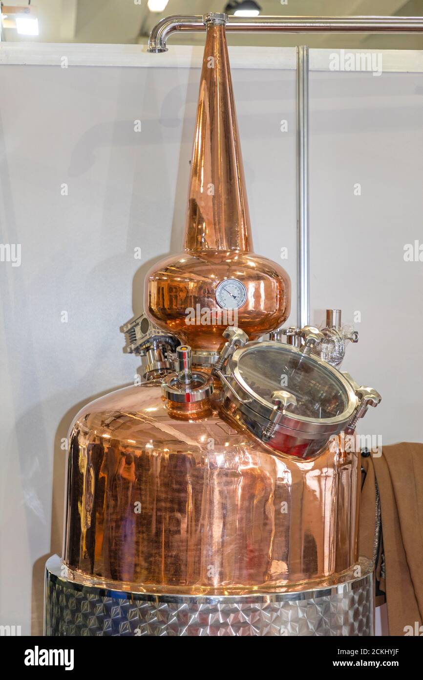 Copper Still Apparatus Equipment in Distillery Stock Photo - Alamy