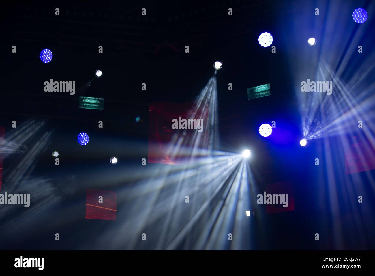 Stage spotlights background light.Concert lighting on a dark background ...