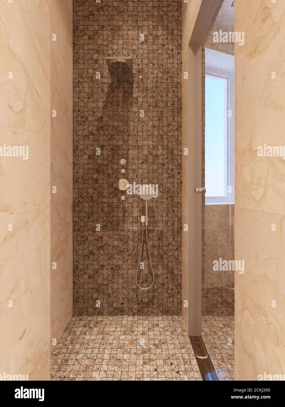 Contemporary style shower. 3d render Stock Photo - Alamy