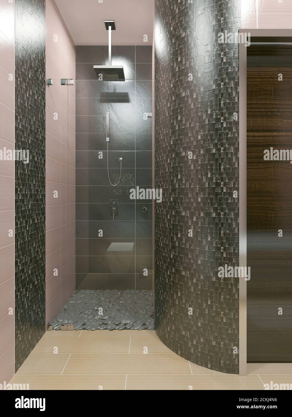 Modern shower design. 3d render Stock Photo - Alamy