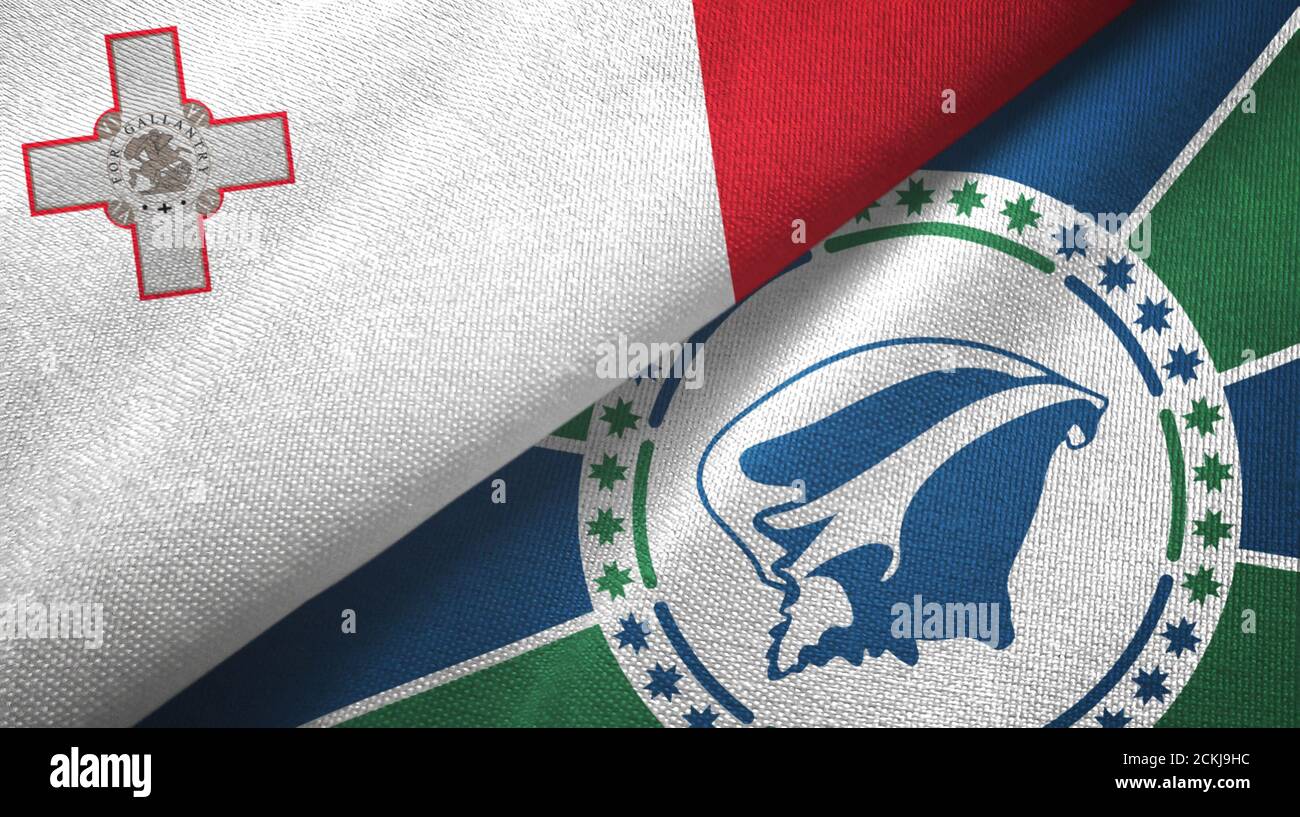 Malta and Martinique two flags textile cloth, fabric texture Stock ...