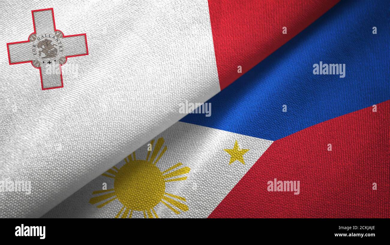 Malta and Philippines two flags textile cloth, fabric texture Stock ...