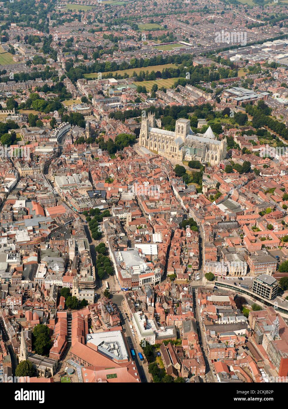 An aerial view of the City of York, North Yorkshire, northern England ...