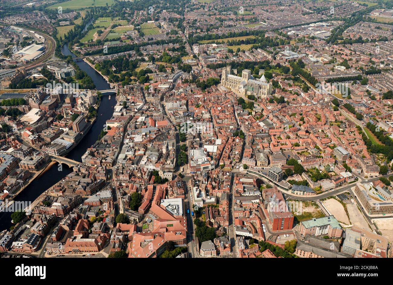 An aerial view of the City of York, North Yorkshire, northern England ...