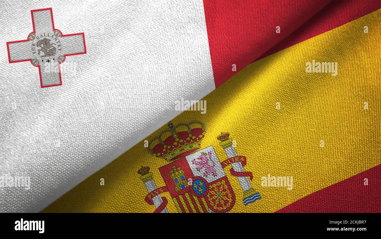Malta and Spain two flags textile cloth, fabric texture Stock Photo - Alamy
