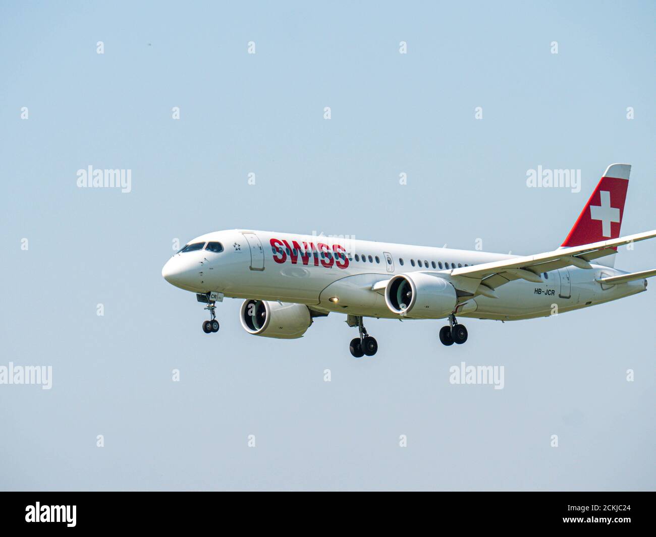 Swiss Airplane Landing at Zürich Airport Stock Photo - Alamy