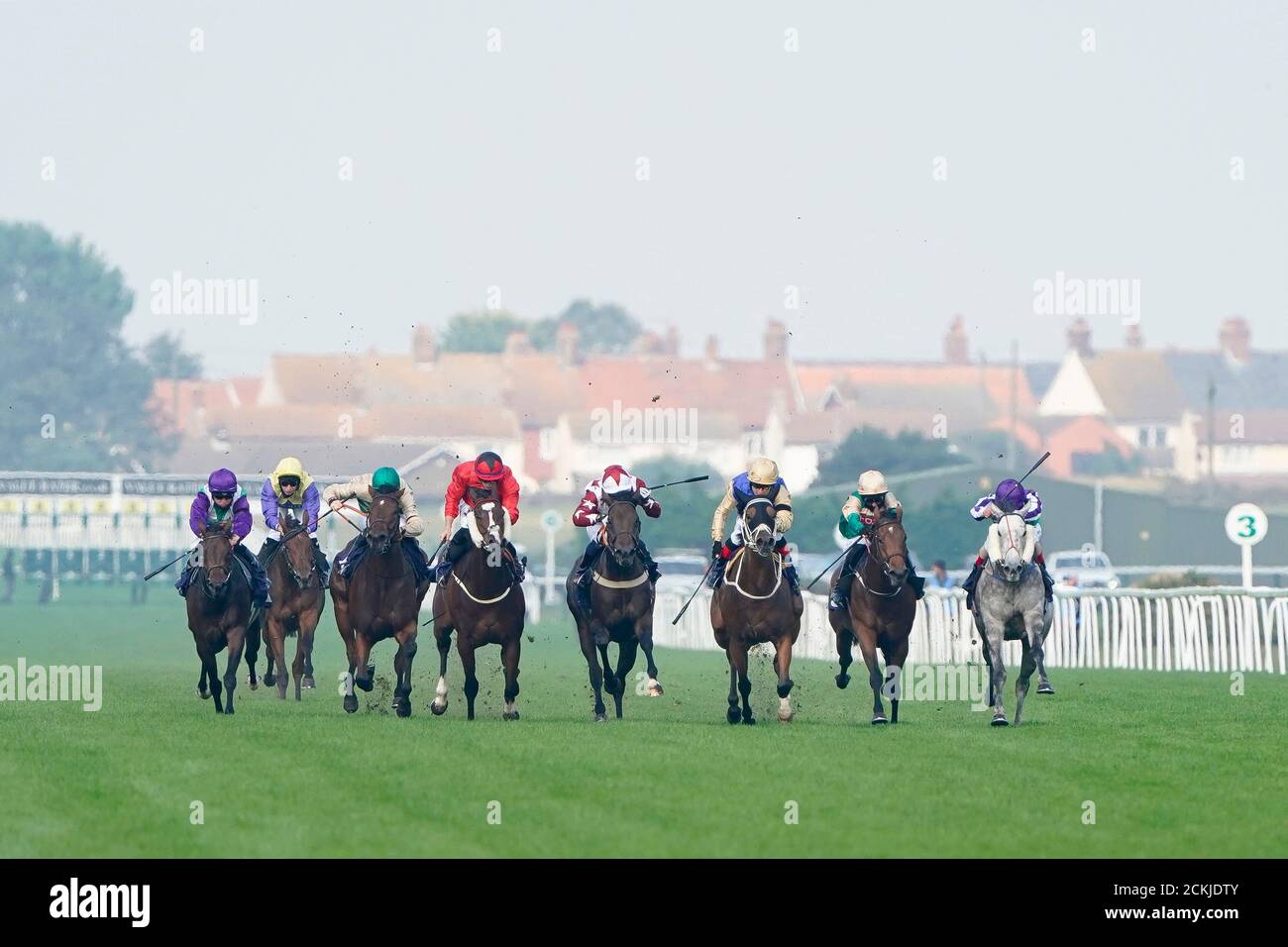 Dylan Hogan riding Inevitable Outcome (third left, green cap) win The ...