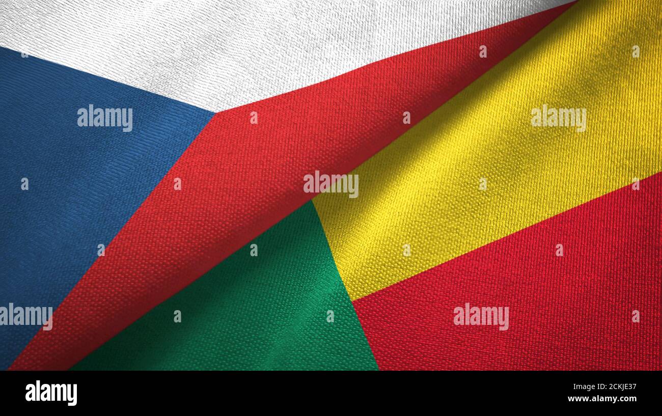 Czech Republic and Benin two flags textile cloth, fabric texture Stock ...