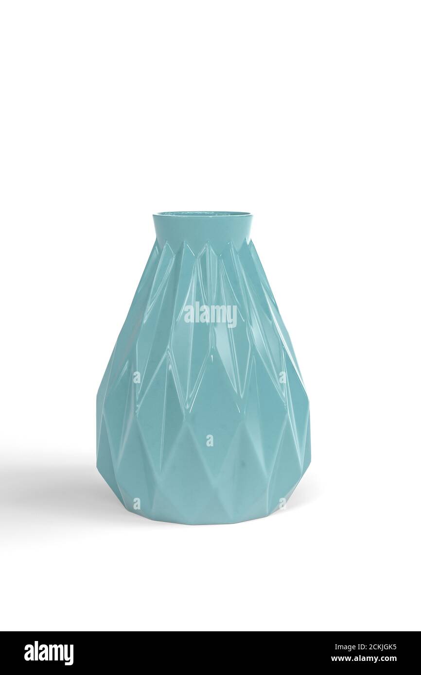 Round blue glass vase isolated on white background - 3d render Stock ...