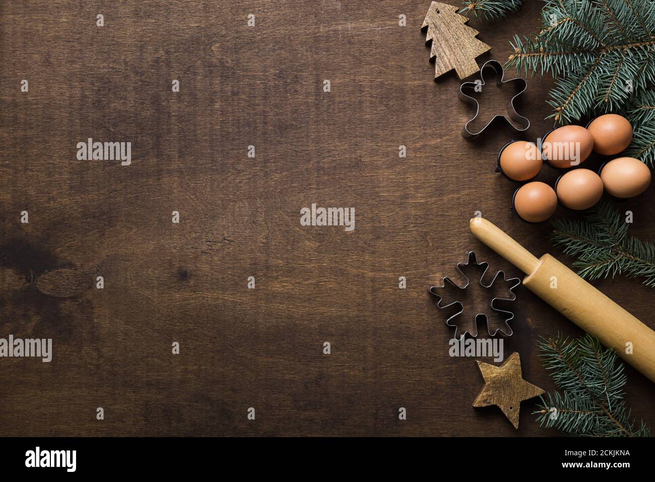 Christmas border with ingredients for baking gingerbread cookies ...