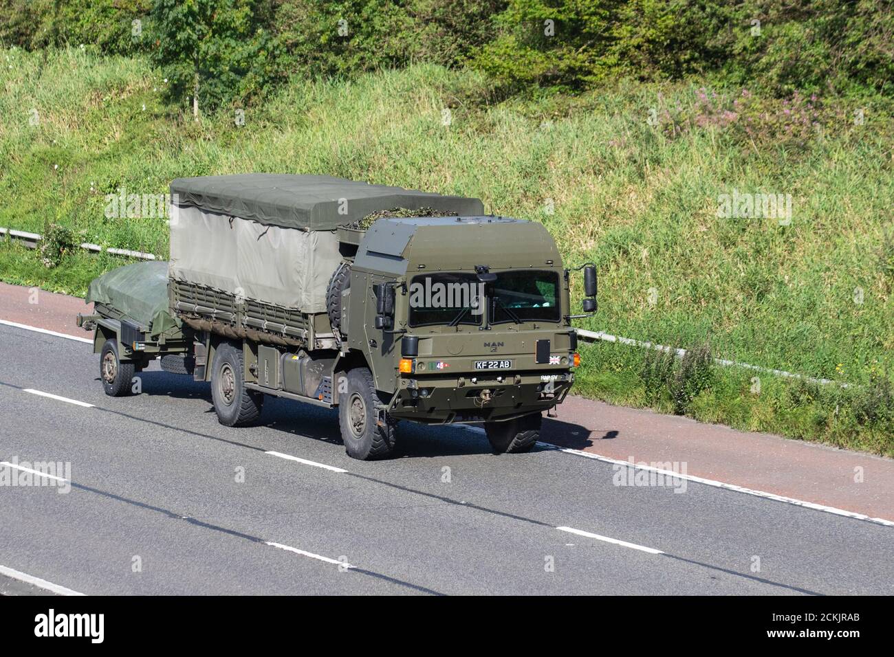 Man diesel British Army Truck personnel carrier and trailer; Heavy bulk ...