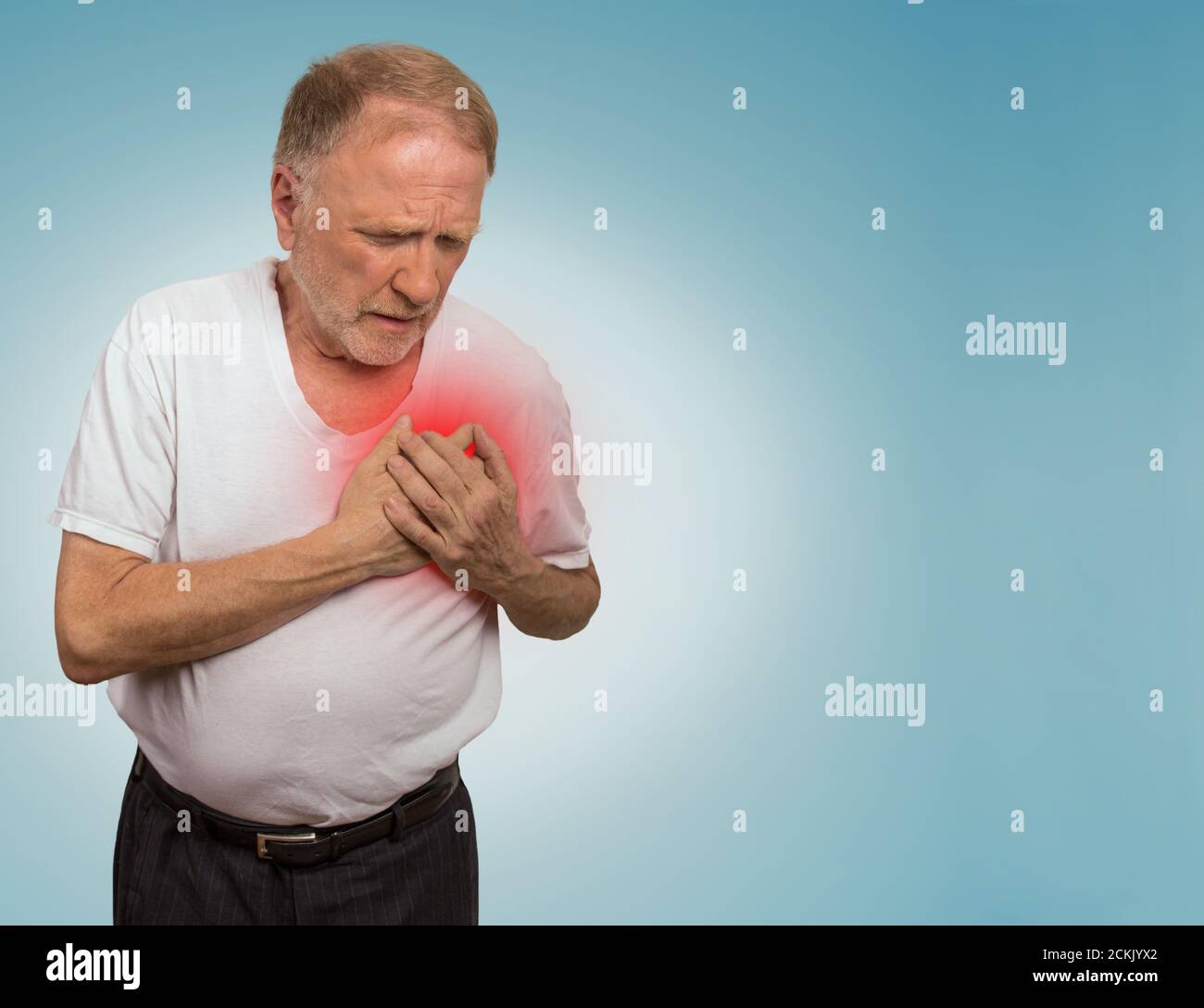 senior man suffering from bad pain in his chest Stock Photo - Alamy