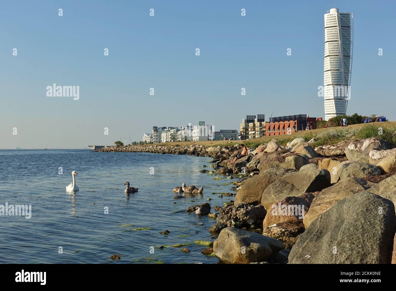 MALMO, SWEDEN -16 AUG 2020- View of the Turning Torso skyscraper, a ...