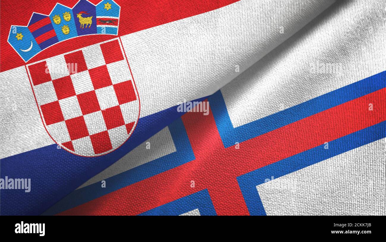Croatia and Faroe Islands two flags textile cloth, fabric texture Stock ...