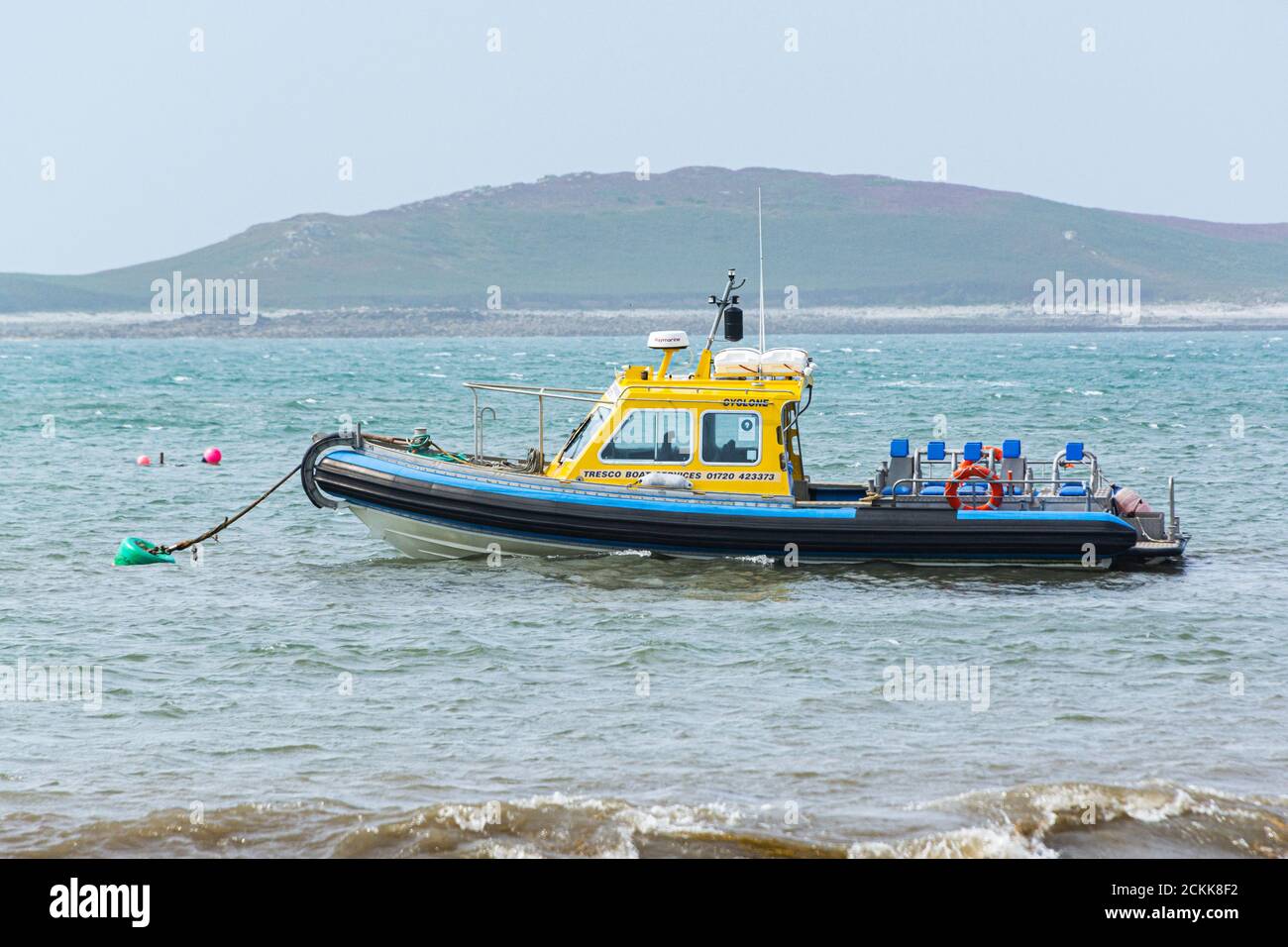 Tresco Boat Services boat 'Cyclone' at anchor in St Mary's Harbour ...