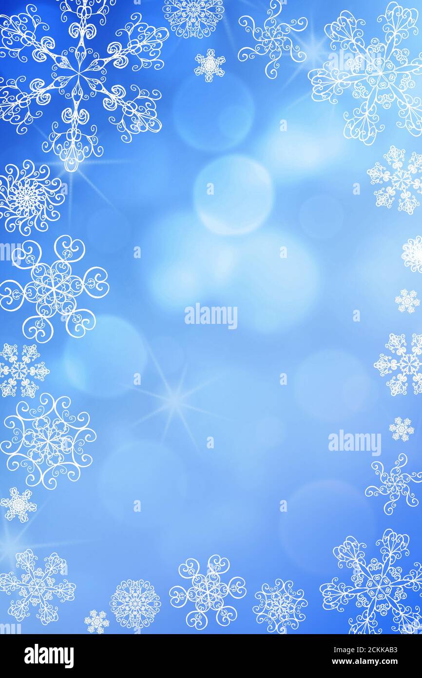 Christmas abstract blur winter falling snow blue purple vertical bokeh ...